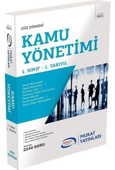 Murat Yayınları Açıköğretim 5411 1. Sınıf Güz Kamu Yönetimi Konu Anlatımlı Soru Bankası Murat Yayınları Açıköğretim 5411 1. Sınıf Güz Kamu Yönetimi Konu Anlatımlı Soru Bankası