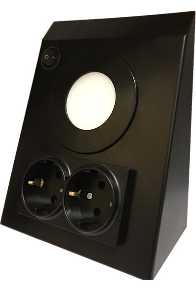 MPM Mutfak Tezgah Led Aydınlatma Çift Priz Metal Siyah 3W Led B-9015