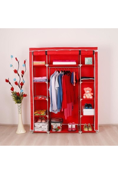 Prado Easy Çelik Profilli Bez Dolap - Kırmızı