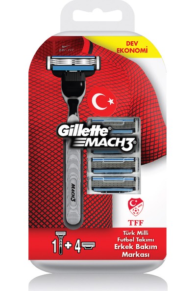 Gillette Mach3 Milli Takım Özel Paketi Tıraş Makinesi + 4'lü Tıraş Bıçağı