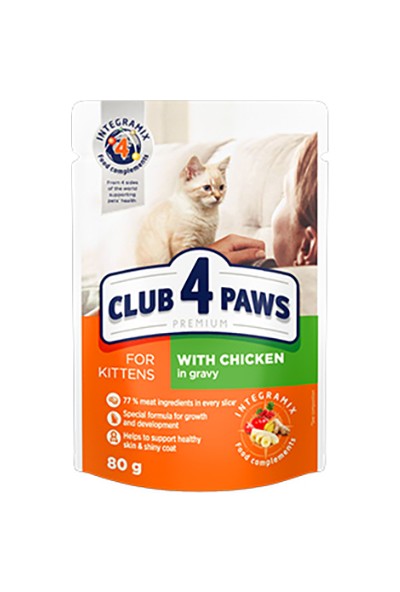 Club 4 Paws Yavru Kediler İçin Premium Tavuklu Yaş Kedi Maması 80 Gr Club 4 Paws Yavru Kediler İçin Premium Tavuklu Yaş Kedi Maması 80 Gr