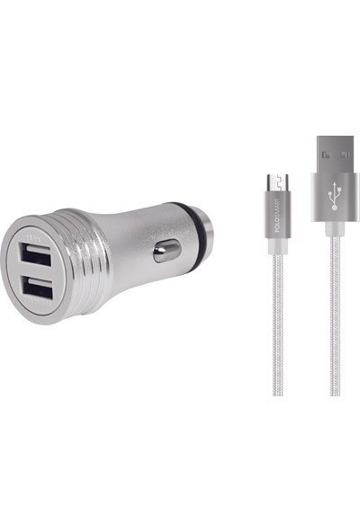 Polosmart PSM45 2'li Araç Şarjı + Micro USB Şarj Kablosu 50 cm Polosmart PSM45 2'li Araç Şarjı + Micro USB Şarj Kablosu 50 cm