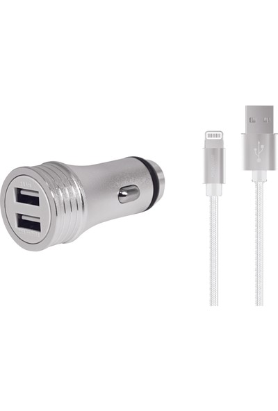 Polosmart PSM46 2'li Araç Şarjı + Lightning Şarj Kablosu 50 cm