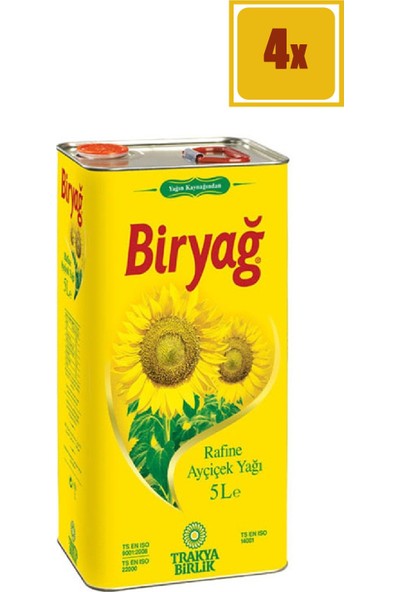 Biryağ Ayçiçek Yağı 5 Lt 4'lü Set