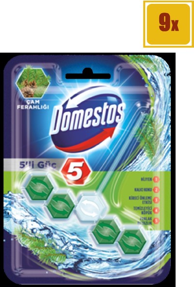 Domestos Wc Blok 5'li Çam Ferahlığı 9'lu Set