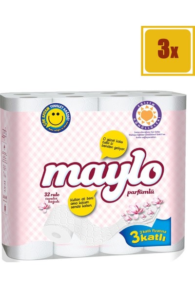 Maylo Parfümlü Tuvalet Kağıdı 32'li 3'lü Set Maylo Parfümlü Tuvalet Kağıdı 32'li 3'lü Set