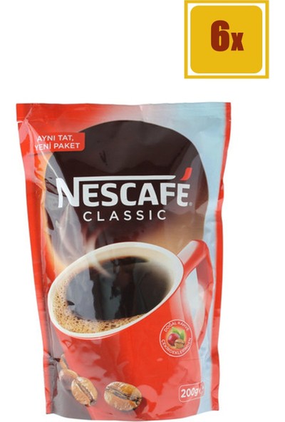 Nescafe Classic Eko Paket 200 gr Kahve 6'lı Set Nescafe Classic Eko Paket 200 gr Kahve 6'lı Set