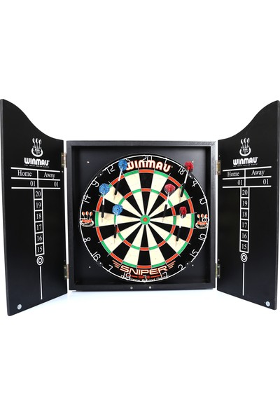 Winmau Profesyonel Dart Seti Winmau Sniper Dart Tahtası, 6 Adet Winmau Ok, Ahşap Kabin Winmau Profesyonel Dart Seti Winmau Sniper Dart Tahtası, 6 Adet Winmau Ok, Ahşap Kabin