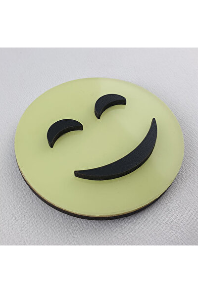 Fosforlu Emoji ( Karanlıkta Parlar ) Fosforlu Duvar Süsü, 6,5 cm