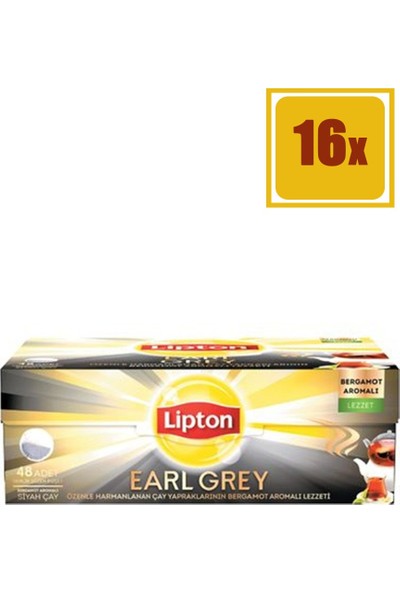 Lipton Demlik Poşet Çay Earl Grey 48'li 16'lı Set Lipton Demlik Poşet Çay Earl Grey 48'li 16'lı Set