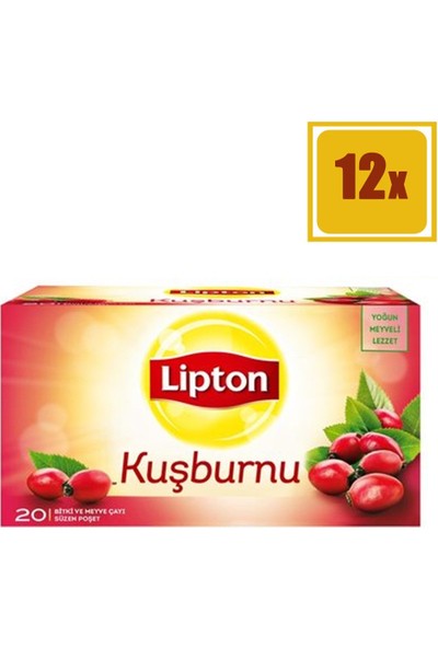 Lipton Kuşburnu Çayı Bardak Poşet 20'li 12'li Set Lipton Kuşburnu Çayı Bardak Poşet 20'li 12'li Set