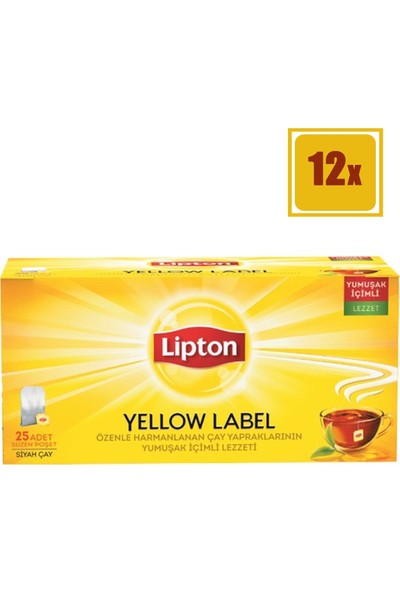 Lipton Bardak Poşet Çay Yellow Label 25 x 12'li Set Lipton Bardak Poşet Çay Yellow Label 25 x 12'li Set