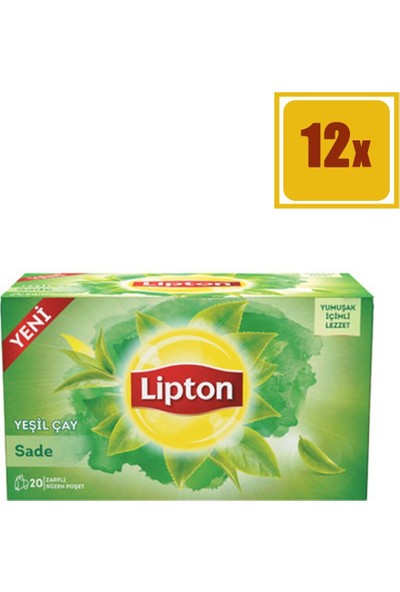 Lipton Berrak Yeşil Çay Sade 20'li 12'li Set Lipton Berrak Yeşil Çay Sade 20'li 12'li Set