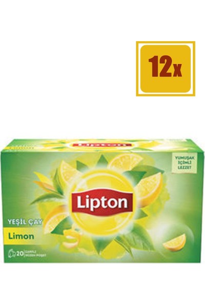 Lipton Bardak Poşet Bitki Çayı Limonlu Yeşil Çay 20'li 12'li Set Lipton Bardak Poşet Bitki Çayı Limonlu Yeşil Çay 20'li 12'li Set