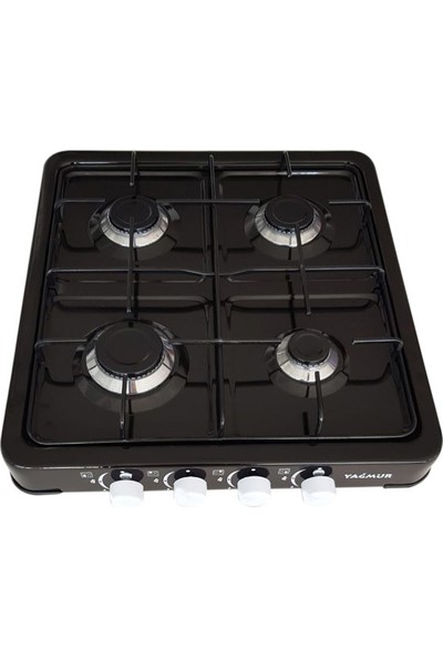 Yağmur Siyah 4 Gözlü Set Üstü Ocak- Tüplü