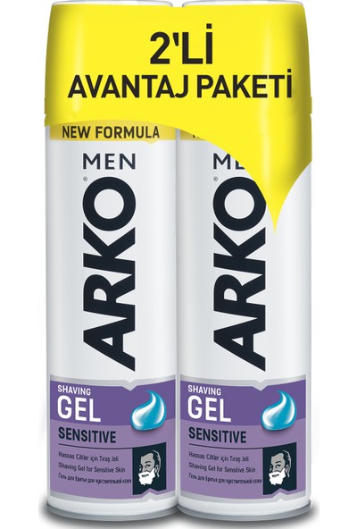 Arko Men Sensitive Tıraş Jeli 2x200ml Arko Men Sensitive Tıraş Jeli 2x200ml
