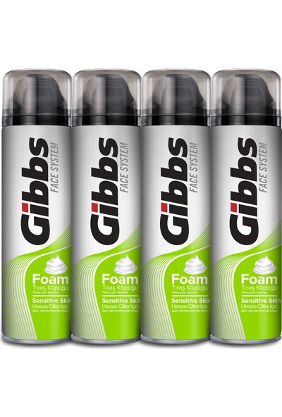 Gibbs Sensitive Tıraş Köpüğü 4x200ml Gibbs Sensitive Tıraş Köpüğü 4x200ml