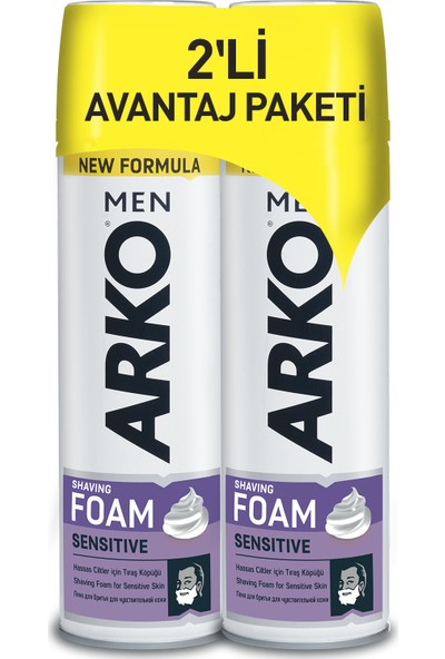 Arko Men Sensitive Tıraş Köpüğü 2x200ml Arko Men Sensitive Tıraş Köpüğü 2x200ml