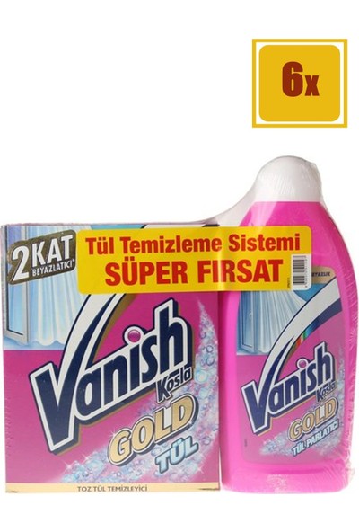 Vanish Kosla Tül Temizleyici Toz 450 gr + Parlatıcı 450 ml 6'lı Set