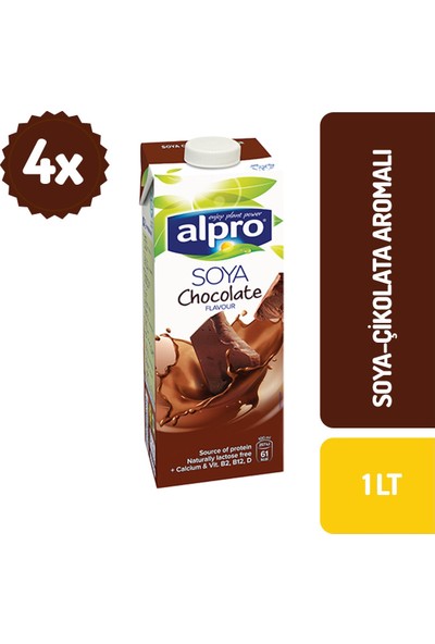 Alpro Çikolata Aromalı Soya Sütü 1 lt x 4 Adet