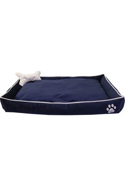 Miu Kemik Yastıklı Tay Tüyü Köpek Yatağı 12 x 65 x 85 cm Lacivert
