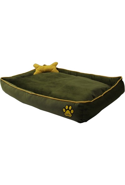 Miu Kemik Yastıklı Tay Tüyü Köpek Yatağı ı 10 x 40 x 60 cm Yeşil