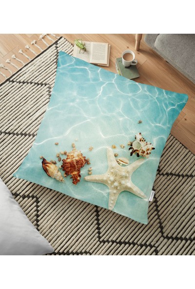 Realhomes Deniz Yıldızı Tasarımlı Dijital Baskılı Dekoratif Yer Minderi - 70 x 70 cm