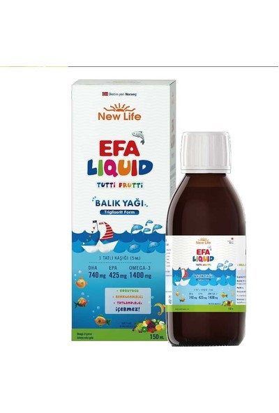 New Life Efa Liquid Balık Yağı Sıvı 150 ml - Tutti Frutti New Life Efa Liquid Balık Yağı Sıvı 150 ml - Tutti Frutti