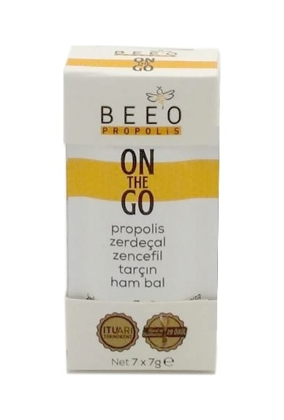BEE'O ON THE GO Propolis - Zerdeçal - Zencefil - Tarçın ve Ham Bal Karışımı 7'li Paket 49 gr