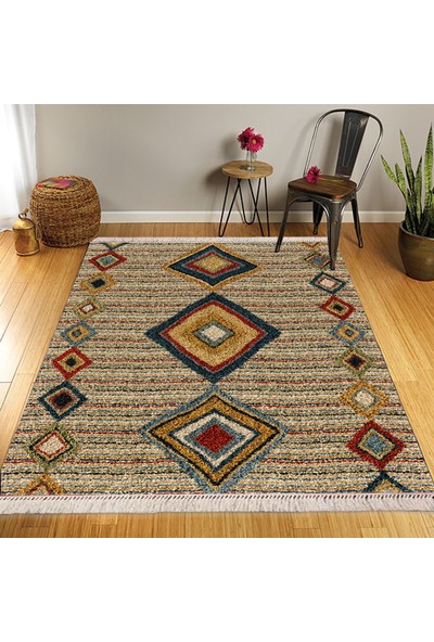 Else Retro Şönil Desenli Modern Püsküllü Kilim Halı 7 80 x 150 cm Else Retro Şönil Desenli Modern Püsküllü Kilim Halı 7 80 x 150 cm