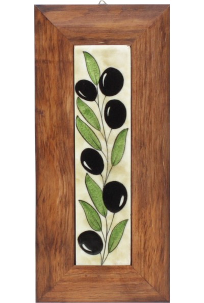 Otantik Çini Ahşap Çerçeve Zeytin Desen Çini Tablo