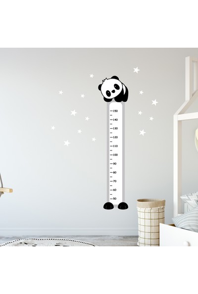 Sim Tasarım Sevimli Panda Boy Ölçer Duvar Sticker Seti Sim Tasarım Sevimli Panda Boy Ölçer Duvar Sticker Seti