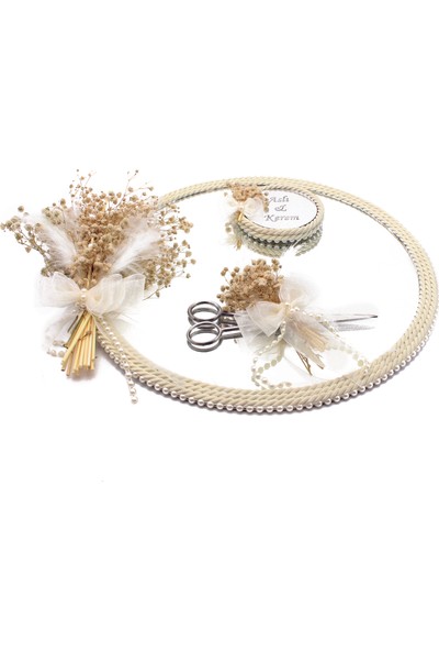 Lora Kuru Çiçekli Söz Nişan Tepsisi Model 77