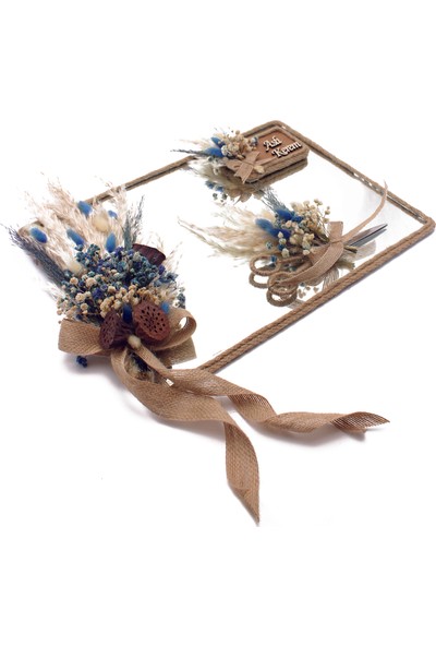 Lora Kuru Çiçekli Söz Nişan Tepsisi Model 74