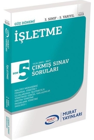 Murat Yayınları Açıköğretim 3. Sınıf Güz Işletme Çıkmış Sorular