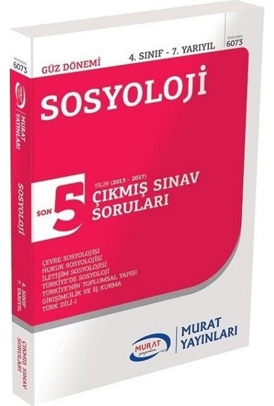 Murat Yayınları Açıköğretim 4. Sınıf Güz Sosyoloji Çıkmış Sorular