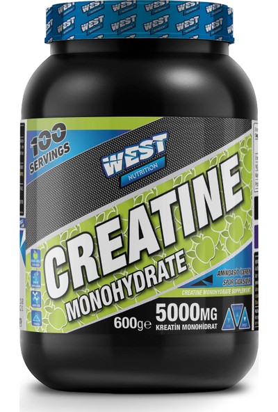 West Nutrition Creatine Monohydrate 600 gr 100 Servis Yeşil Elma Aromalı West Nutrition Creatine Monohydrate 600 gr 100 Servis Yeşil Elma Aromalı