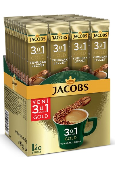 Jacobs 3ü1 Arada Gold Yumuşak Lezzet 40LI Jacobs 3ü1 Arada Gold Yumuşak Lezzet 40LI