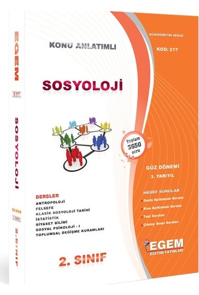 Egem Yayınları AÖF Sosyoloji 2. Sınıf 3.Yarıyıl Güz Tüm Dersler Konu Anlatımlı Soru Bank.güncel Egem Yayınları AÖF Sosyoloji 2. Sınıf 3.Yarıyıl Güz Tüm Dersler Konu Anlatımlı Soru Bank.güncel