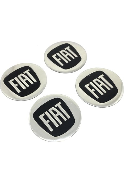Oto Aksesuarcım Fiat Alüminyum Yapıştırma Jant Göbeği Siyah 4'lü 60MM