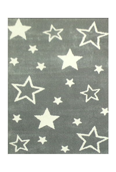 Balat Halı Yıldızlı Kalın Çocuk Odası Halısı Gri