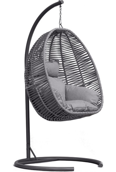 Bum Bahçe İp Örme Tek Kişilik Salıncak Sallanır Armut Salıncak Gri