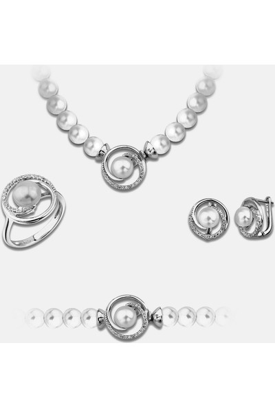 Chavin İnci Gümüş Kolye Küpe Bileklik Yüzük Takım Set EE01 Chavin İnci Gümüş Kolye Küpe Bileklik Yüzük Takım Set EE01