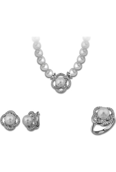 Chavin İnci Gümüş Kolye Küpe Yüzük Takım Set EE06 Chavin İnci Gümüş Kolye Küpe Yüzük Takım Set EE06