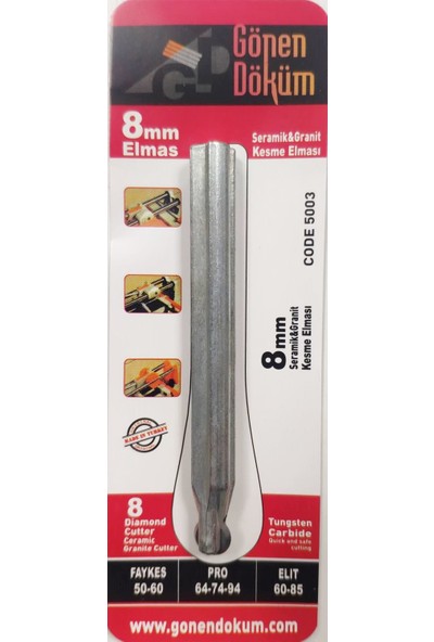 Gönen Döküm Seramik Granit Kesme Makinesi Yedek Elması 8 mm Gönen Döküm Seramik Granit Kesme Makinesi Yedek Elması 8 mm