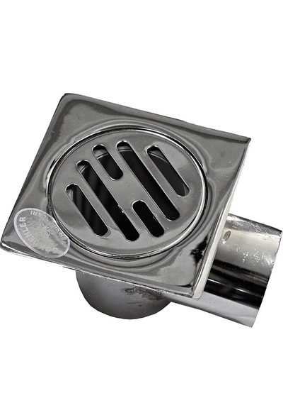 Sökmenler Ø50 Kare Döküm Kromlu Yer Sifonu Yandan Çıkışlı 10 cm