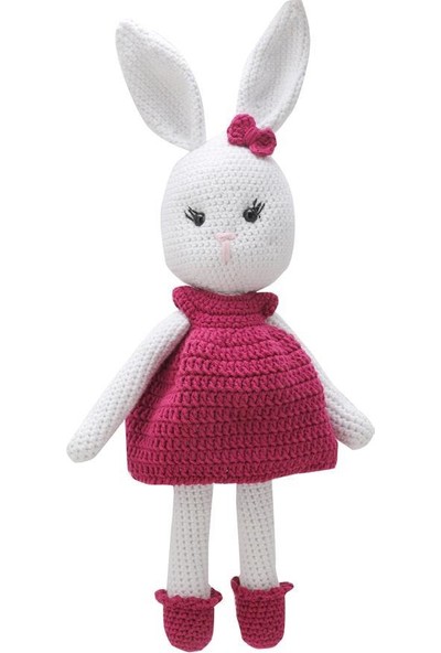 Fark Burada Amigurumi Organik Örgü Oyuncak Sevimli Tavşan 36 cm