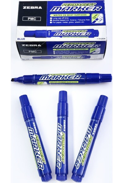 Zebra Permanent Koli Kalemi Kesik Uç 5mm Mavi - 3 Adet Zebra Permanent Koli Kalemi Kesik Uç 5mm Mavi - 3 Adet