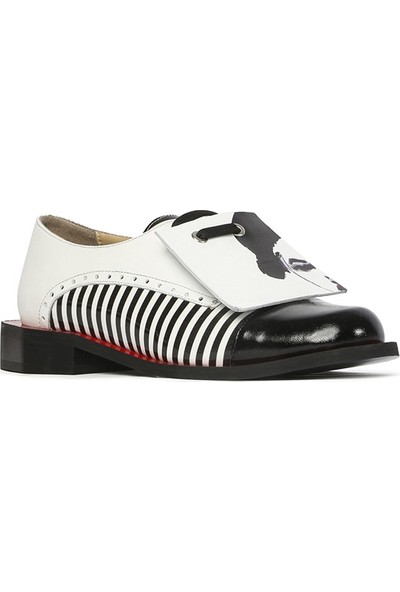 İlvi Boss Kadın Oxford Ayakkabı Siyah Beyaz
