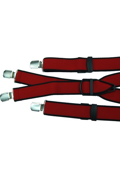 Kemer Sepeti Kırmızı Renkli Pantolon Askısı Dört Klipsli